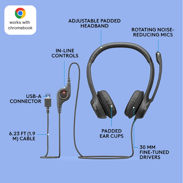 Logitech H390 USB Headset with Noise-Canceling Mic - GQ Mobiles